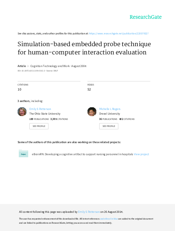(PDF) A simulation-based embedded probe technique for human-computer interaction evaluation