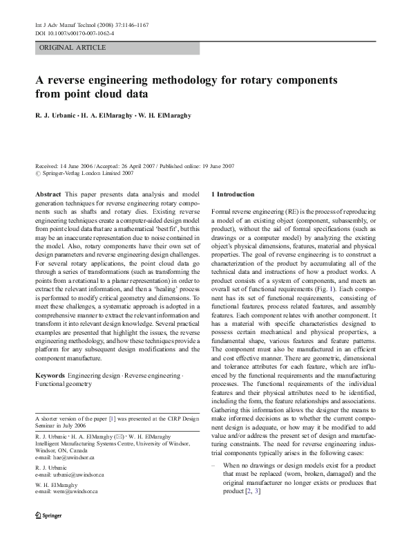 (PDF) A reverse engineering methodology for rotary components from ...