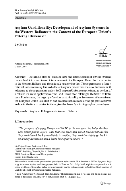 (PDF) Asylum Conditionality: Development of Asylum Systems in the ...