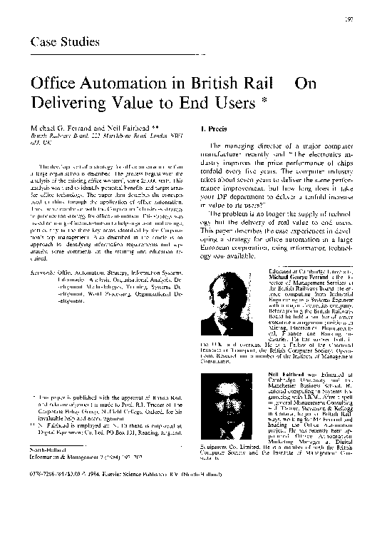 (PDF) Office automation in British rail--On delivering value to end ...