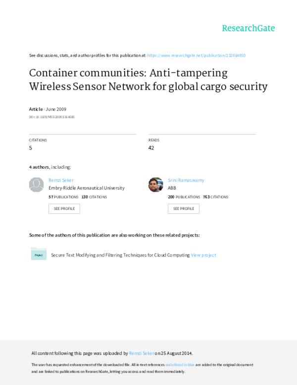 (PDF) Container communities: Anti-tampering Wireless Sensor Network for ...