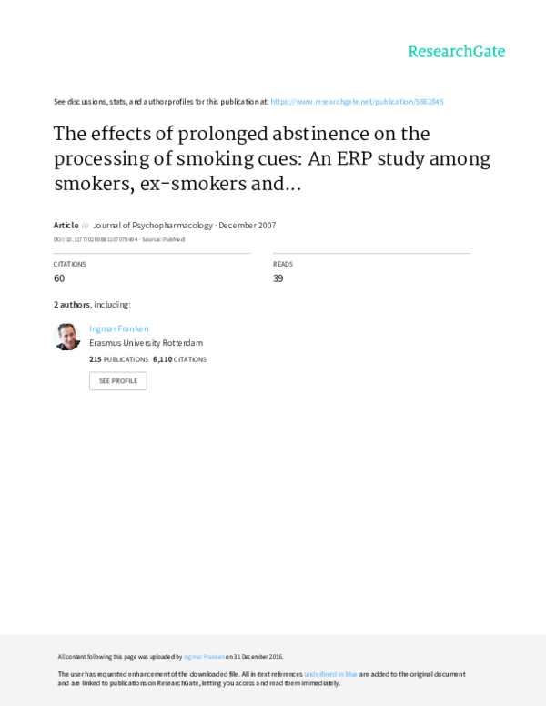 (PDF) The effects of prolonged abstinence on the processing of smoking ...