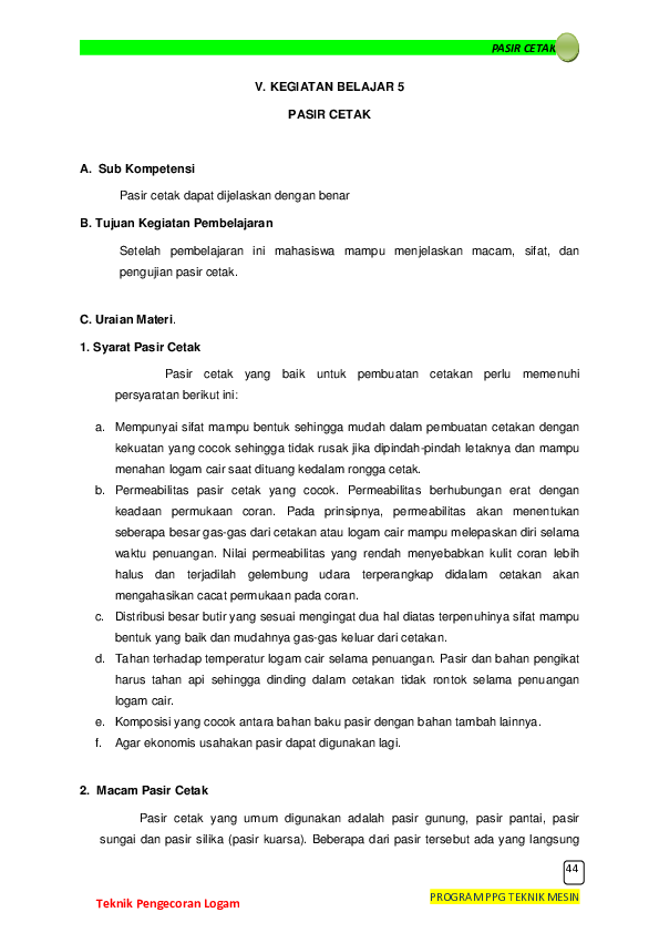 (PDF) Teknik Pengecoran Logam