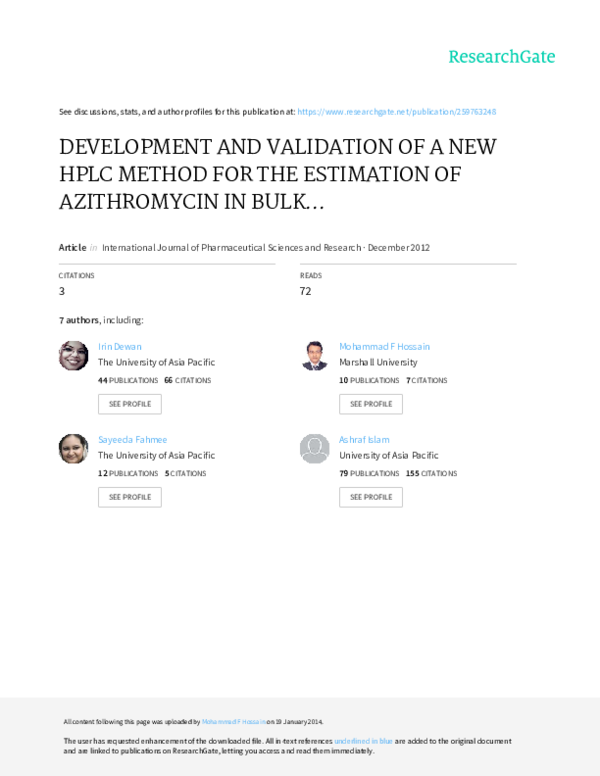 (PDF) Development and Validation of a New HPLC Method for the Determination of Gabapentin
