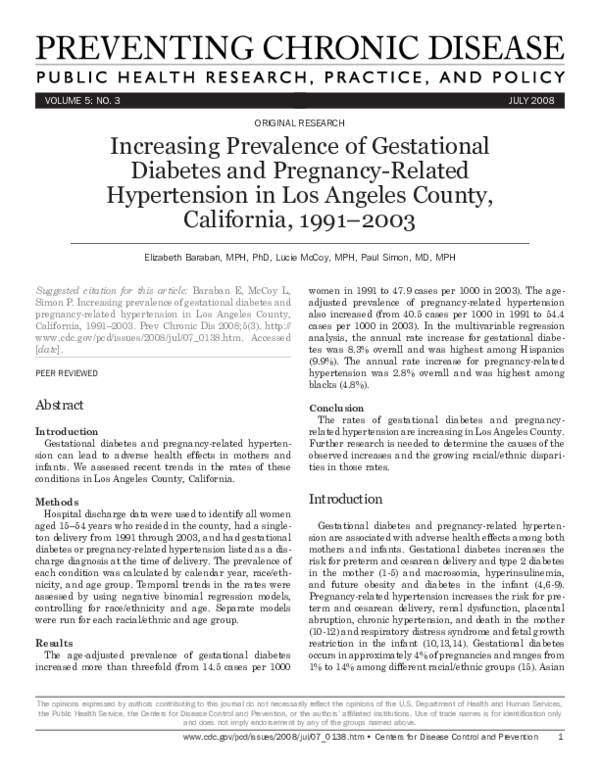 (PDF) Increasing prevalence of gestational diabetes mellitus (PDF) Increasing prevalence of gestational diabetes mellitus