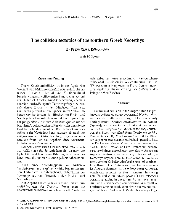 (PDF) The collision tectonics of the southern Greek Neotethys
