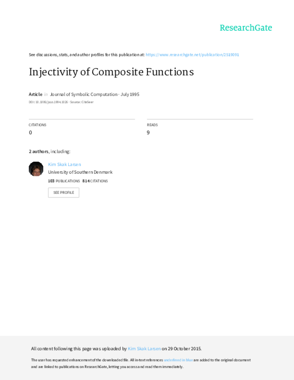 (PDF) Injectivity of Composite Functions