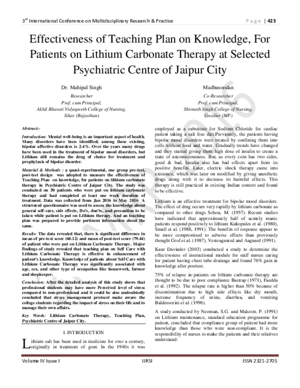 (PDF) Effectiveness of Teaching Plan on Knowledge, For Patients on ...