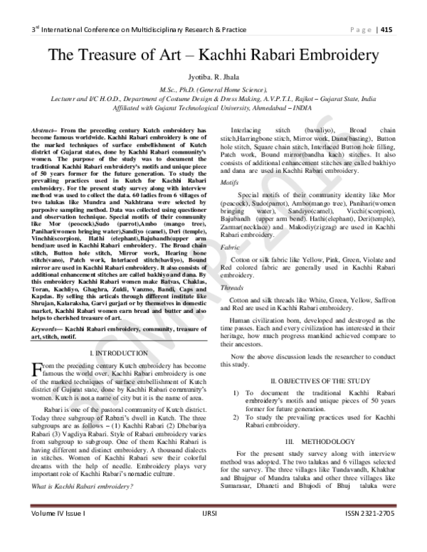 (PDF) The Treasure of Art – Kachhi Rabari Embroidery