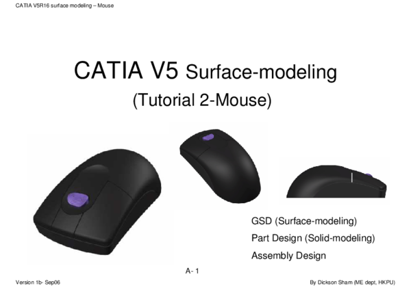 (PDF) A-1 CATIA V5R16 surface modeling – Mouse CATIA V5 Surface-modeling (Tutorial 2-Mouse) GSD ...