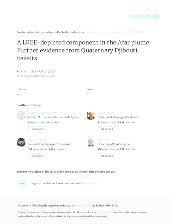 (PDF) A LREE-depleted component in the Afar plume: Further evidence ...
