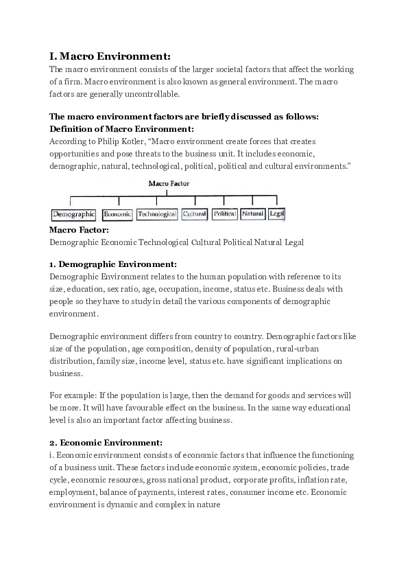 (DOC) I. Macro Environment