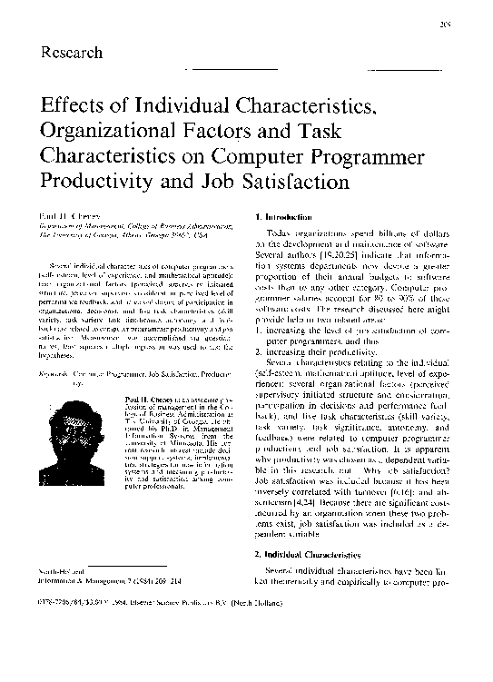 (PDF) Effects of individual characteristics, organizational factors and ...