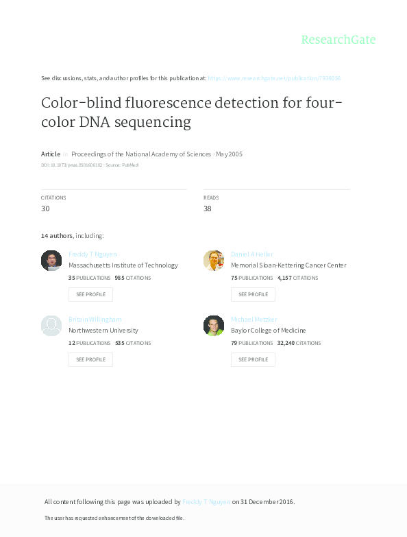 (PDF) Color-blind fluorescence detection for four-color DNA sequencing