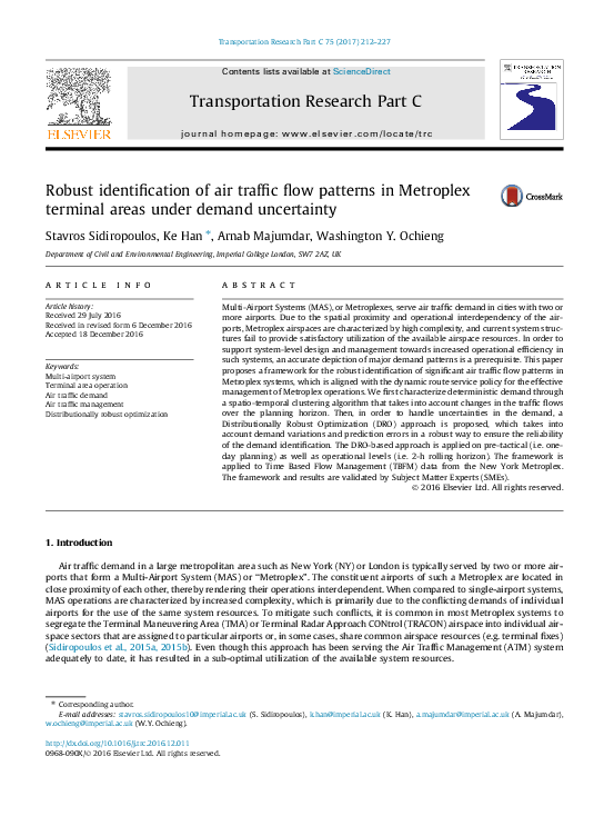 (PDF) Robust identification of air traffic flow patterns in Metroplex ...