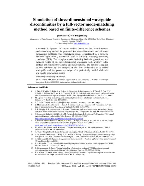 (PDF) Simulation of three-dimensional waveguide discontinuities by a ...