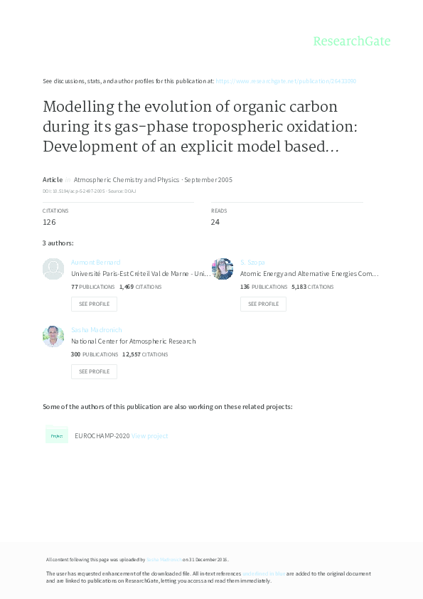 (PDF) Modelling the evolution of organic carbon during its gas-phase ...