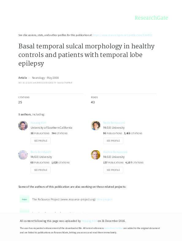 (PDF) Basal temporal sulcal morphology in healthy controls and patients ...