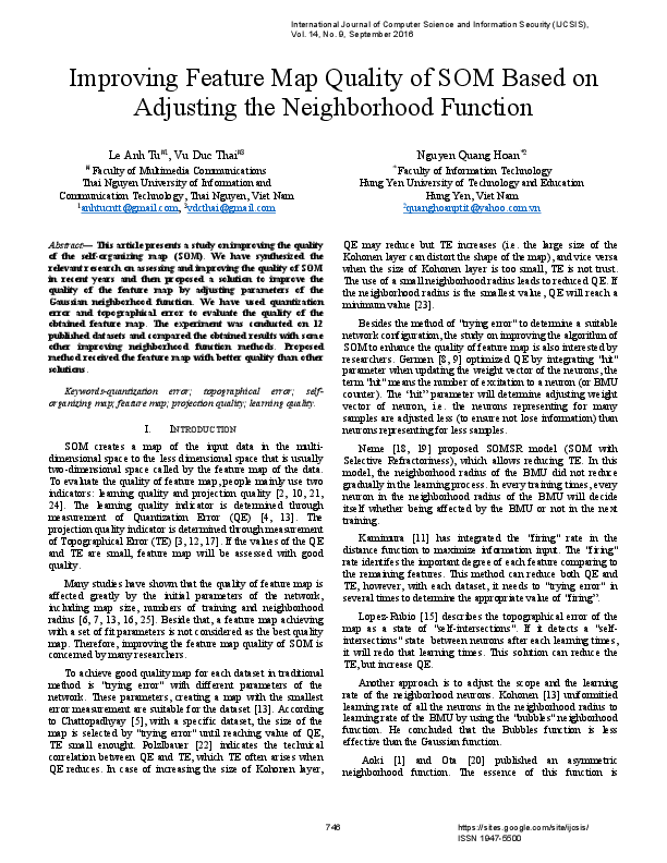 (PDF) Improving Feature Map Quality of SOM Based on Adjusting the ...