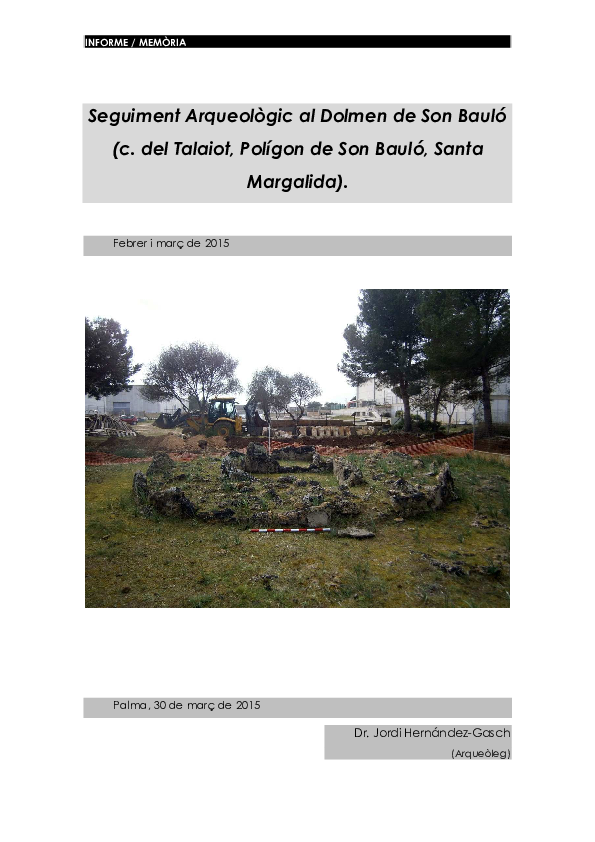 (PDF) Seguiment Arqueològic al Dolmen de Son Bauló (c. del Talaiot ...