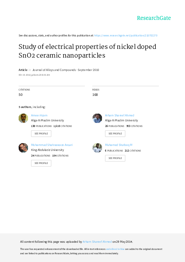 (PDF) Study of electrical properties of nickel doped SnO2 ceramic ...