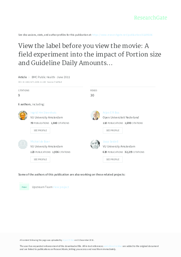 (PDF) View the label before you view the movie: A field experiment into ...