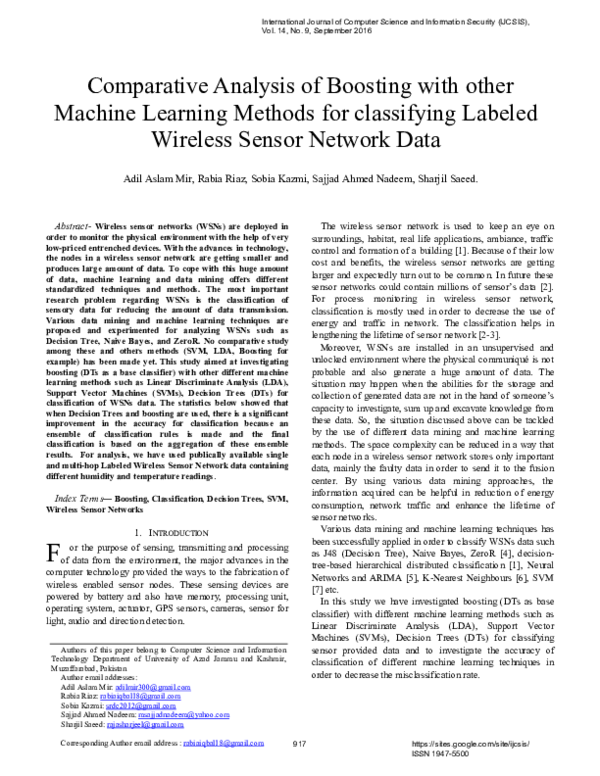 (PDF) Comparative Analysis of Boosting with other Machine Learning Methods for classifying ...