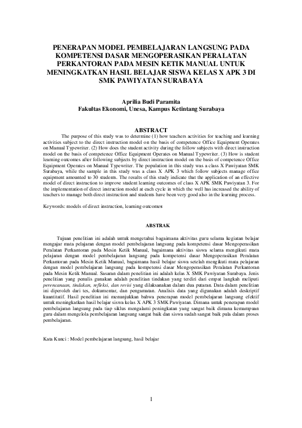 (PDF) Model Pembelajaran Langsung Direct Instruction | Benny Sinurat ...