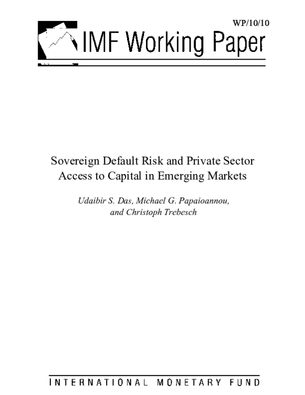 (PDF) Sovereign Default Risk and Private Sector Access to Capital in ...