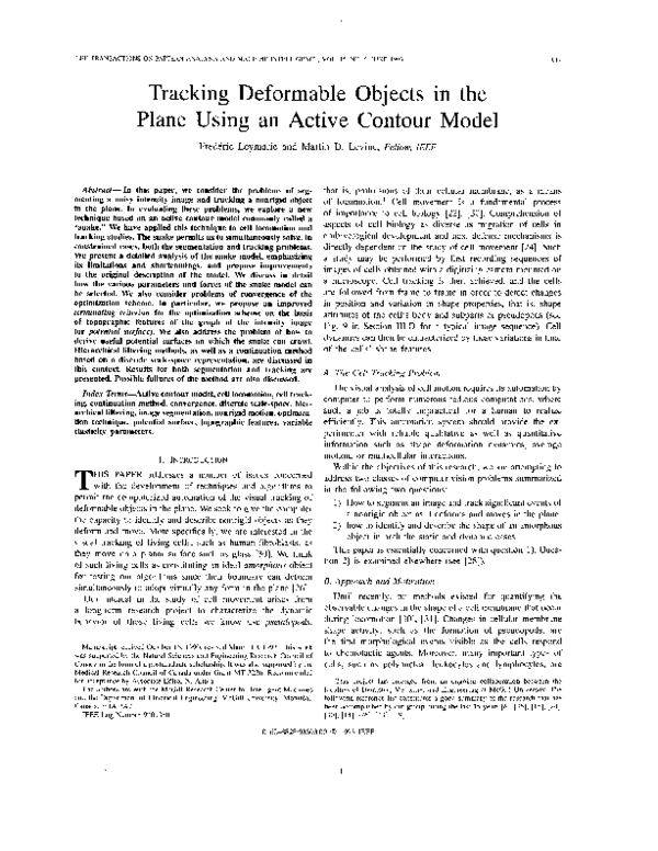 Pdf Tracking Deformable Objects In The Plane Using An Active Contour