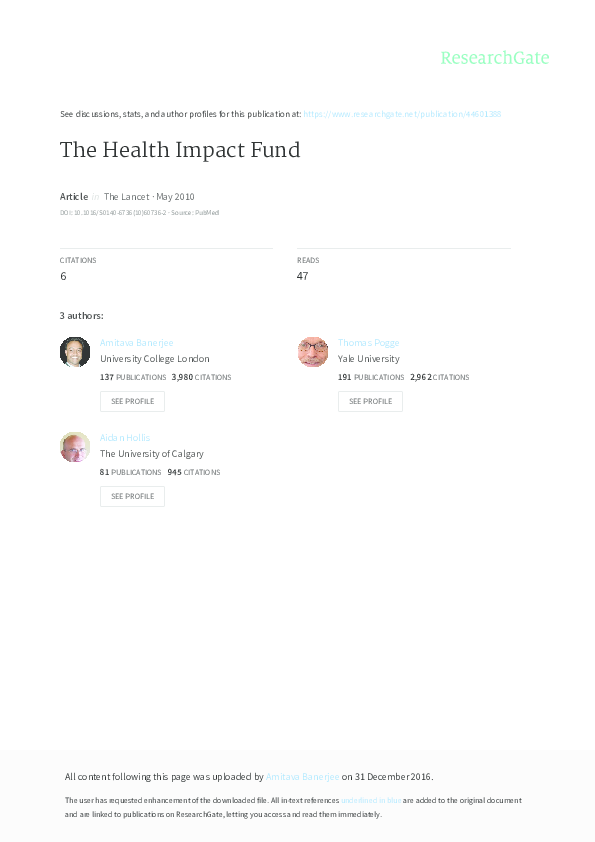 (PDF) The Health Impact Fund