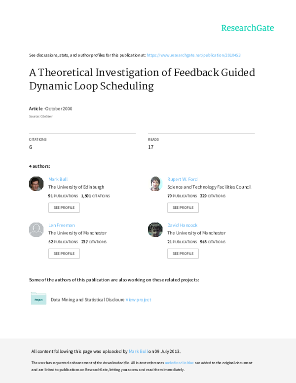 Pdf A Theoretical Investigation Of Feedback Guided Loop Scheduling