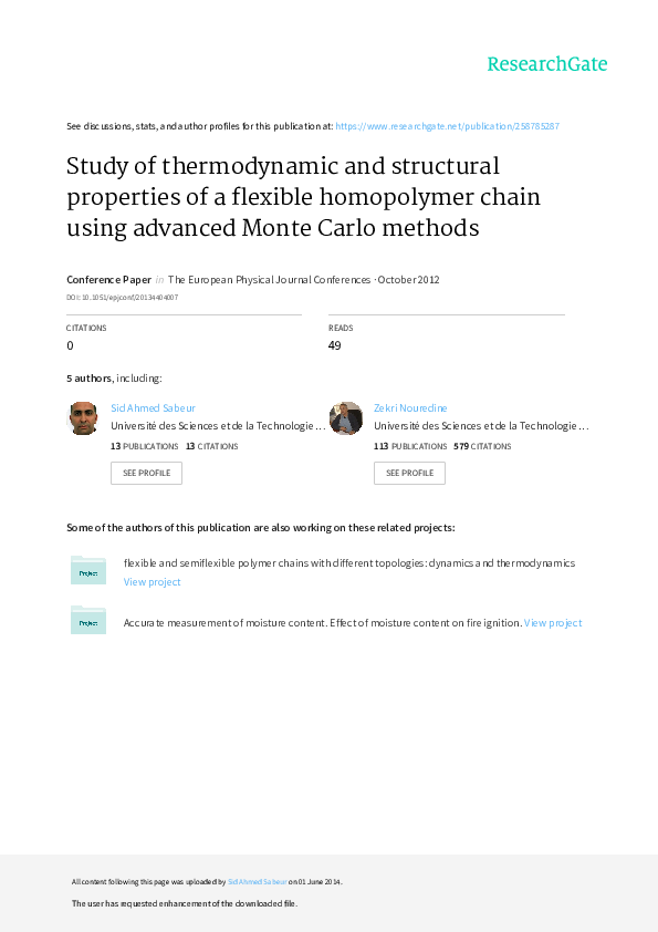 (PDF) Study of thermodynamic and structural properties of a flexible ...