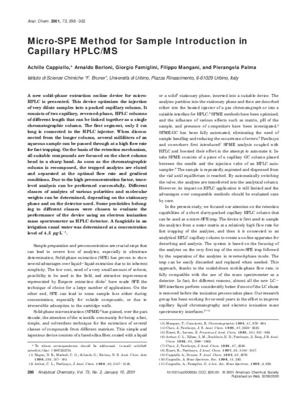(PDF) Micro-SPE method for sample introduction in capillary HPLC/MS