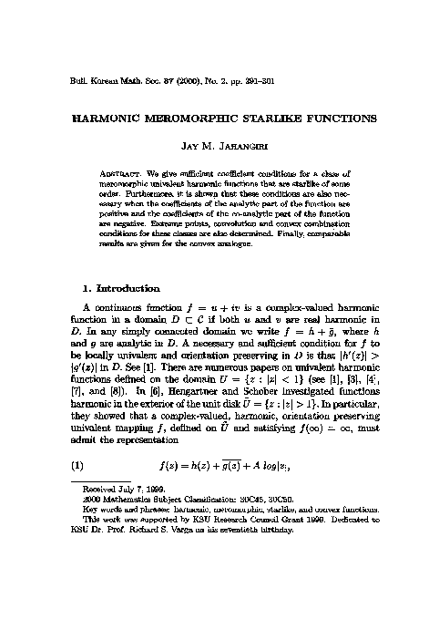 (PDF) Starlike Meromorphic Harmonic Functions