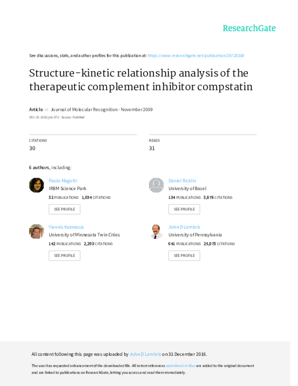(PDF) Structure-kinetic relationship analysis of the therapeutic ...