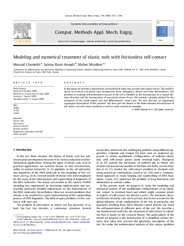 (PDF) Modeling and numerical treatment of elastic rods with ...