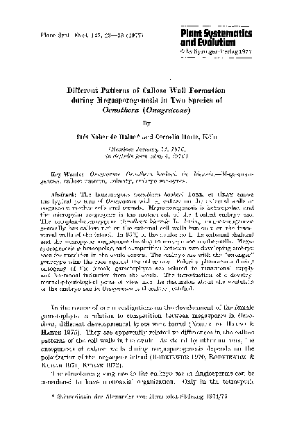 (PDF) Different patterns of callose wall formation during ...