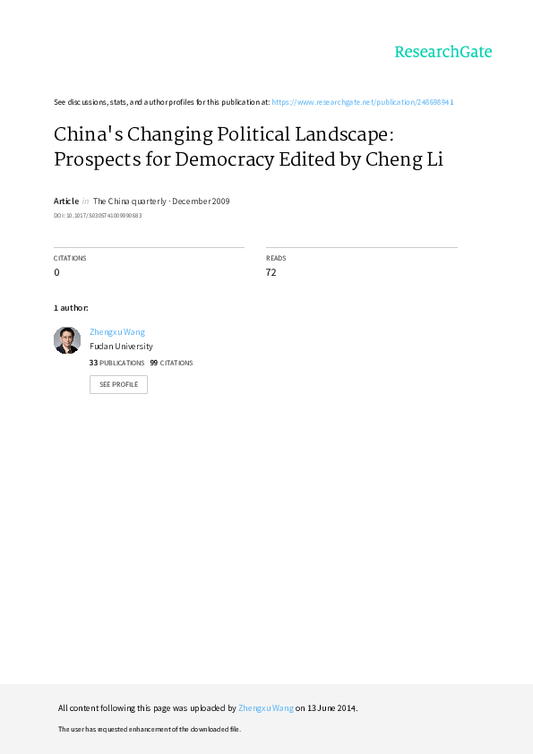 (PDF) China's Changing Political Landscape: Prospects for Democracy ...