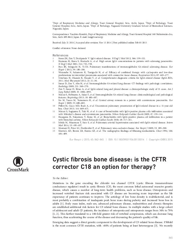 (PDF) Cystic fibrosis bone disease: is the CFTR corrector C18 an option ...