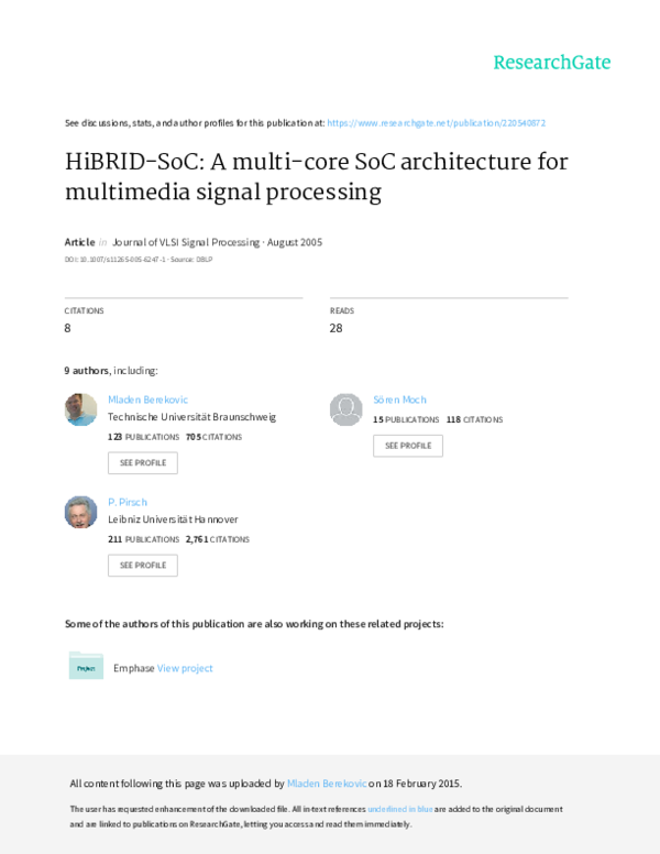 (PDF) Hibrid-soc: A multi-core soc architecture for multimedia signal processing