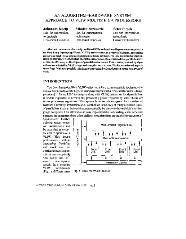(PDF) VLIW Multimedia Processor Design Approach