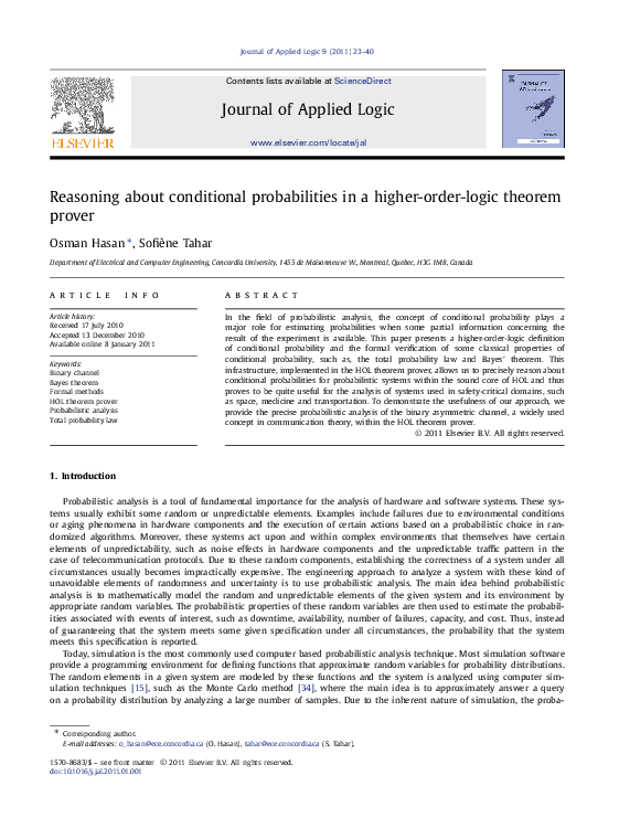 (PDF) Reasoning about conditional probabilities in a higher-order-logic ...