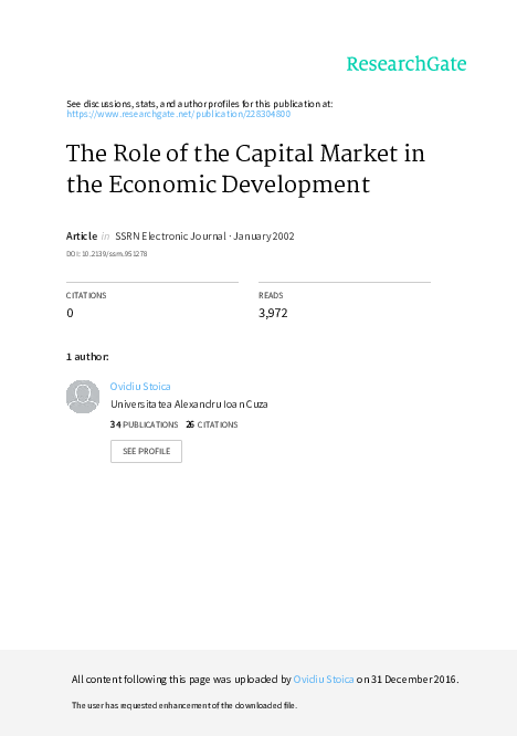 (PDF) The Role of the Capital Market in the Economic Development
