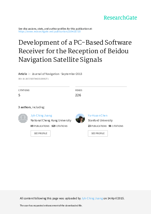 (PDF) Development of a PC-Based Software Receiver for the Reception of Beidou Navigation ...