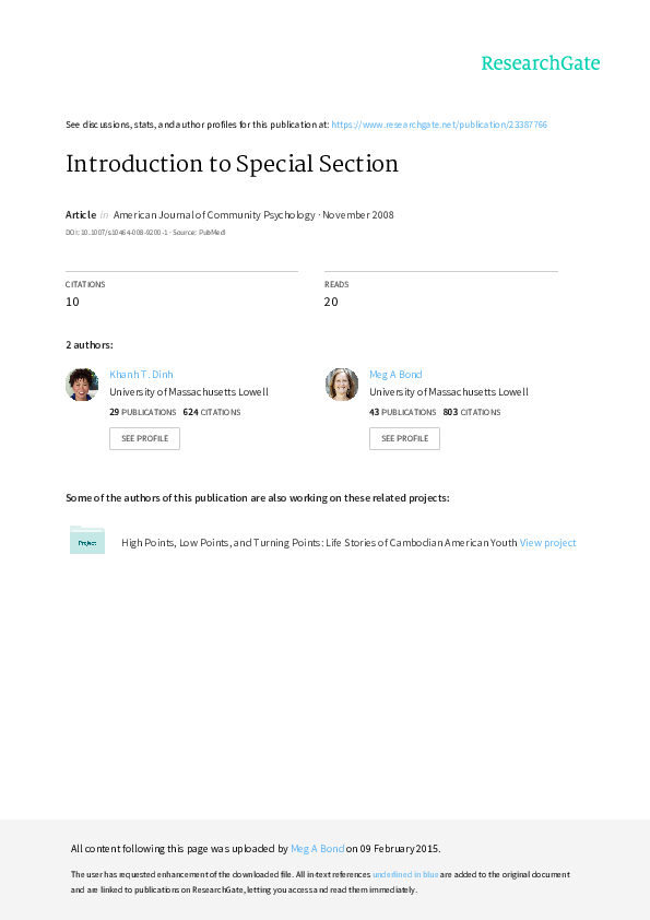 (PDF) Introduction to Special Section