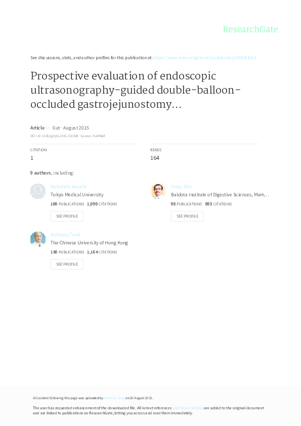 (PDF) Prospective evaluation of endoscopic ultrasonography in the ...
