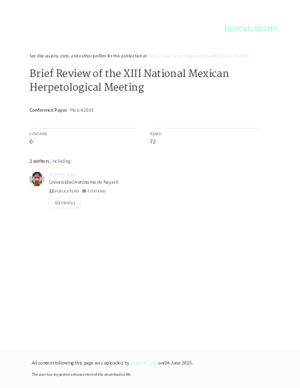(PDF) Brief Review of the XIII National Mexican Herpetological Meeting