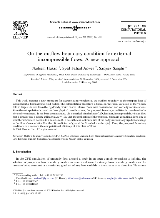 (PDF) On the outflow boundary condition for external incompressible flows: A new approach