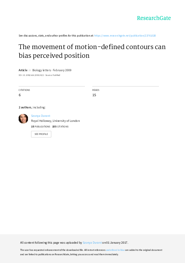 (PDF) The movement of motion-defined contours can bias perceived position
